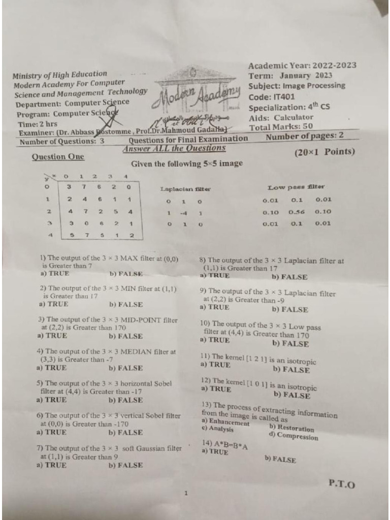 Final Exam 2022-2023 | PDF