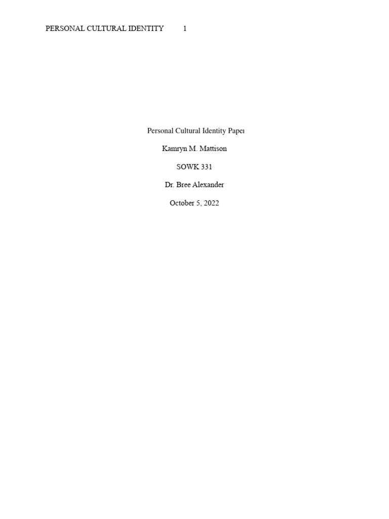 Personal Cultural Identity Paper | PDF | Gender | Gender Studies