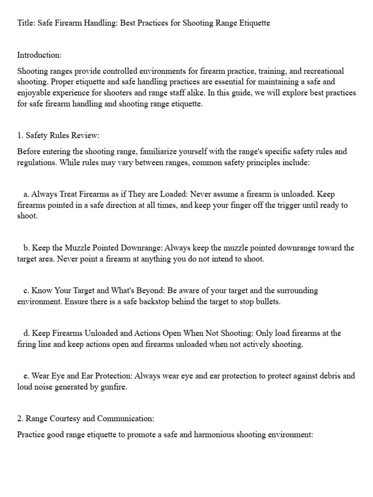 Firearm Safety & Range Etiquette Guide | PDF | Firearms | Securities