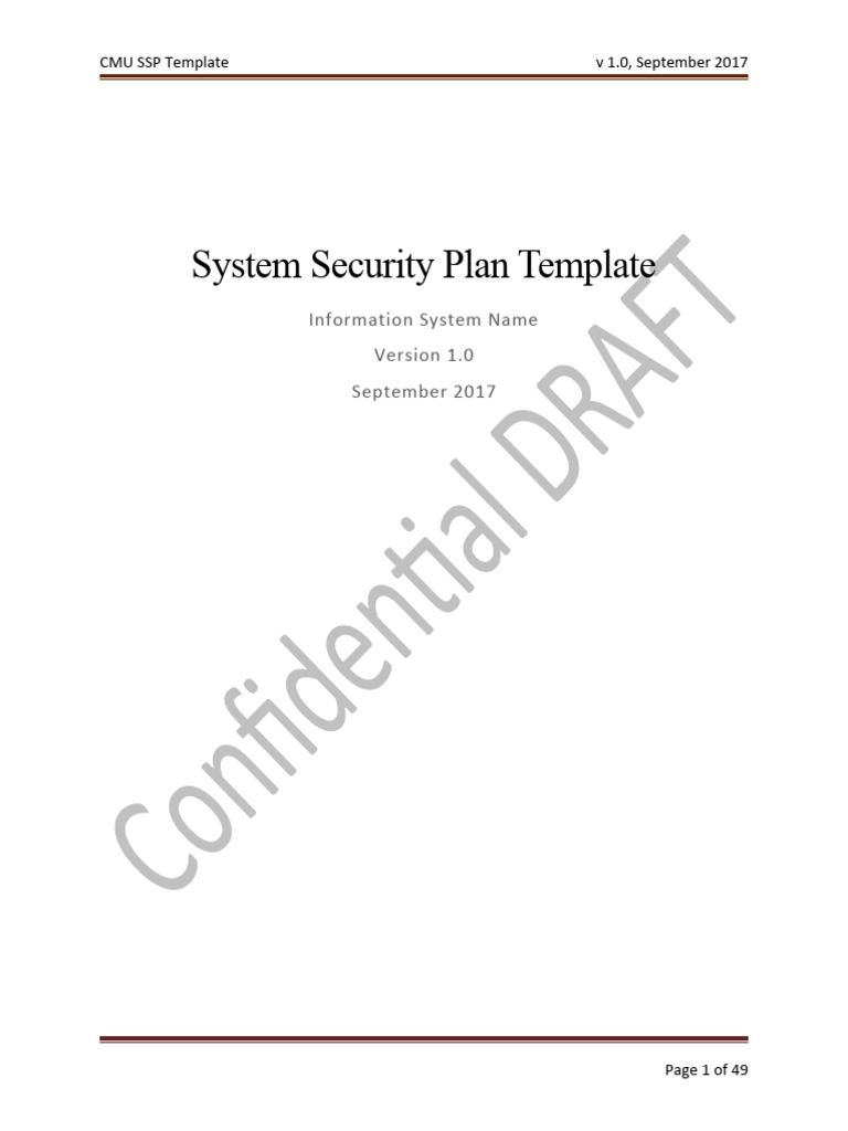 CMU System Security Plan Template | PDF | Computers