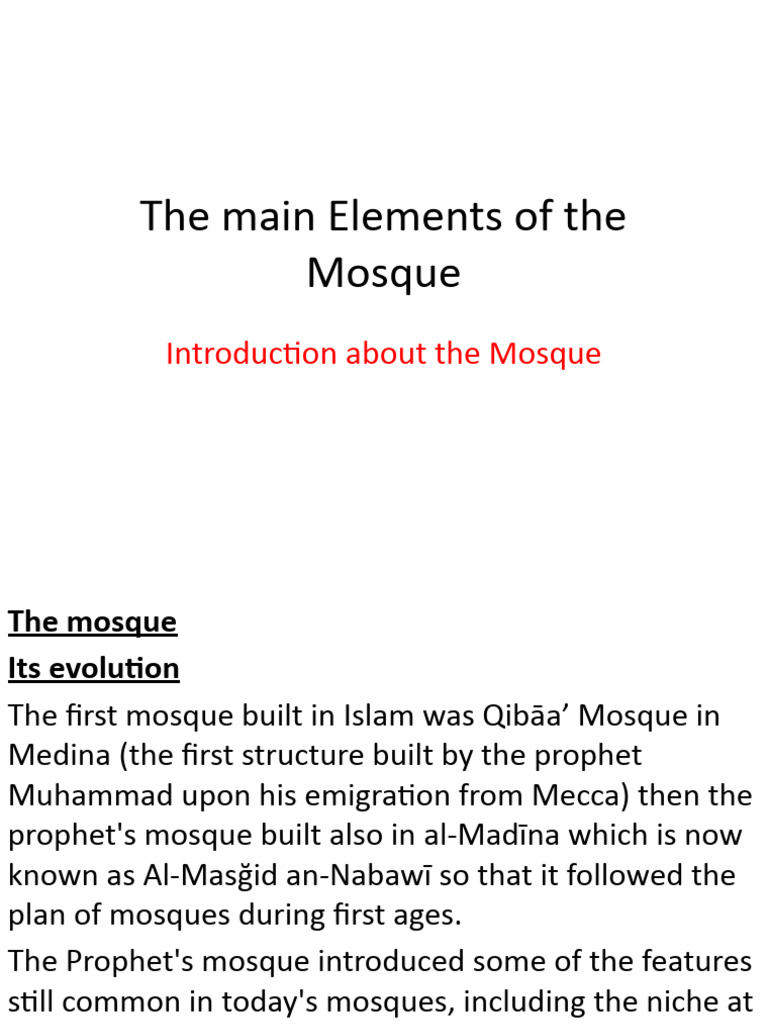 The Main Elements of the Mosque | PDF | Mosque | Architectural Elements