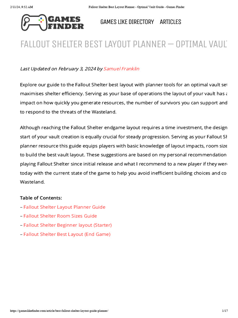 Fallout Shelter Best Layout Planner - Optimal Vault Guide - Games ...