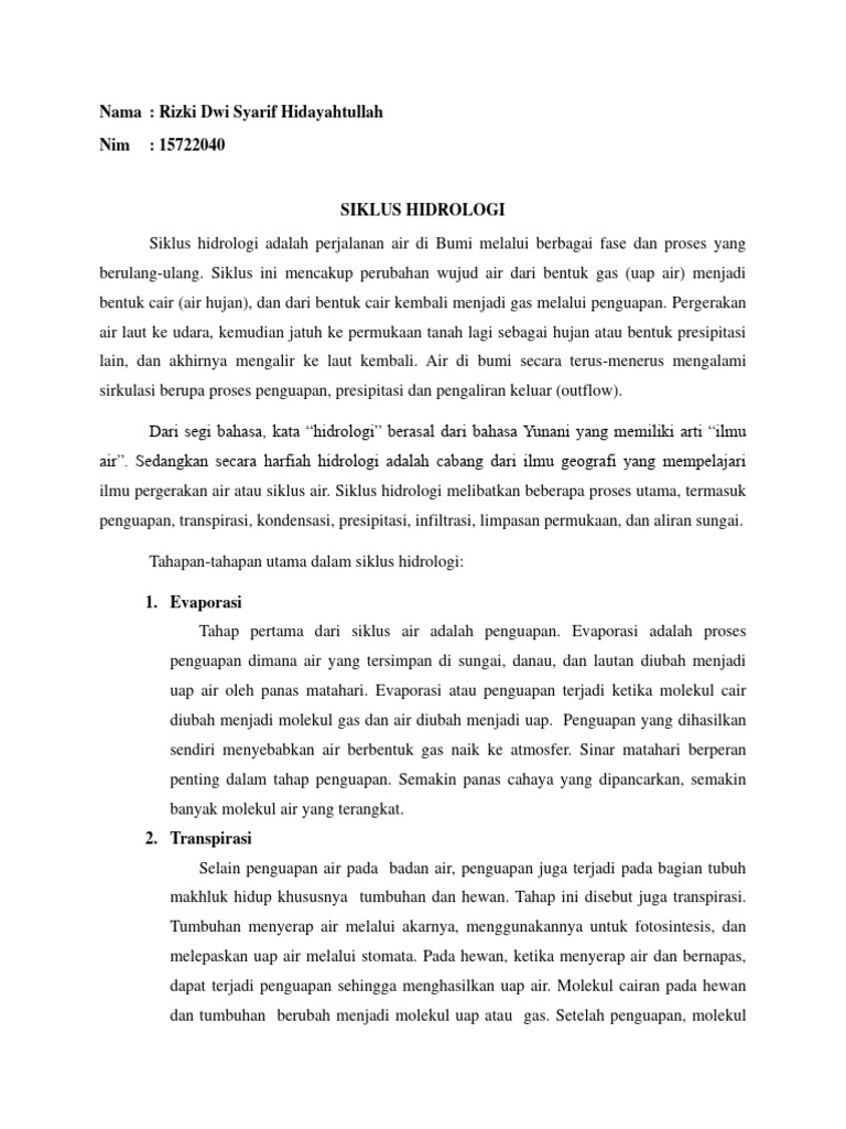 Rizki Dwi Syarif H - Siklus Hidrologi | PDF