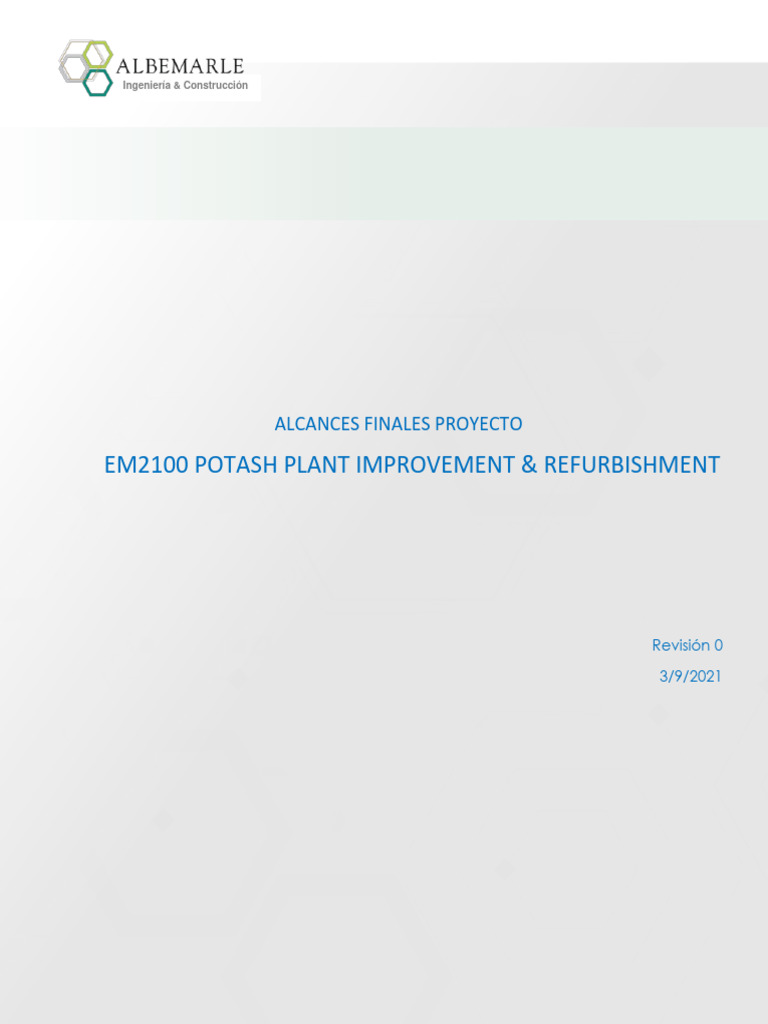 Alcance Final Proyecto EM2100 Potah Plant Improvement 11 Puntos | PDF