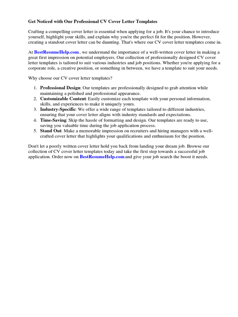 Cv Cover Letter Template Download | PDF | Résumé | Academic Publishing