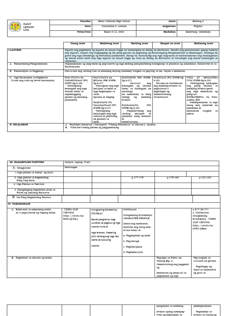 Filipino 8 - Week8 Q2 | PDF
