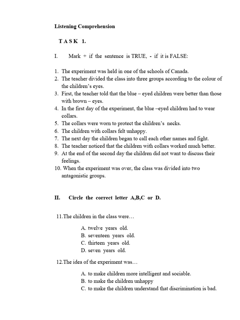 Listening Comprehension 9 | PDF