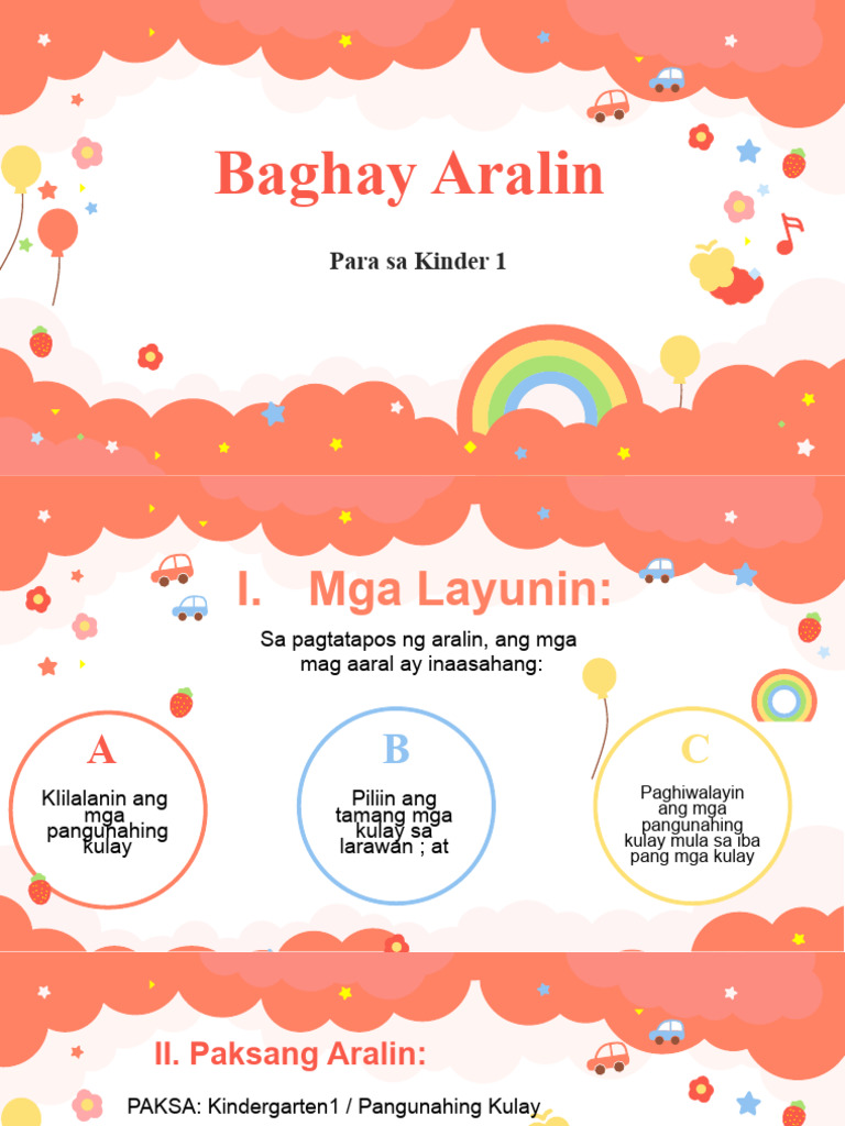 Baghay Aralin Sa Kinder 1 | PDF
