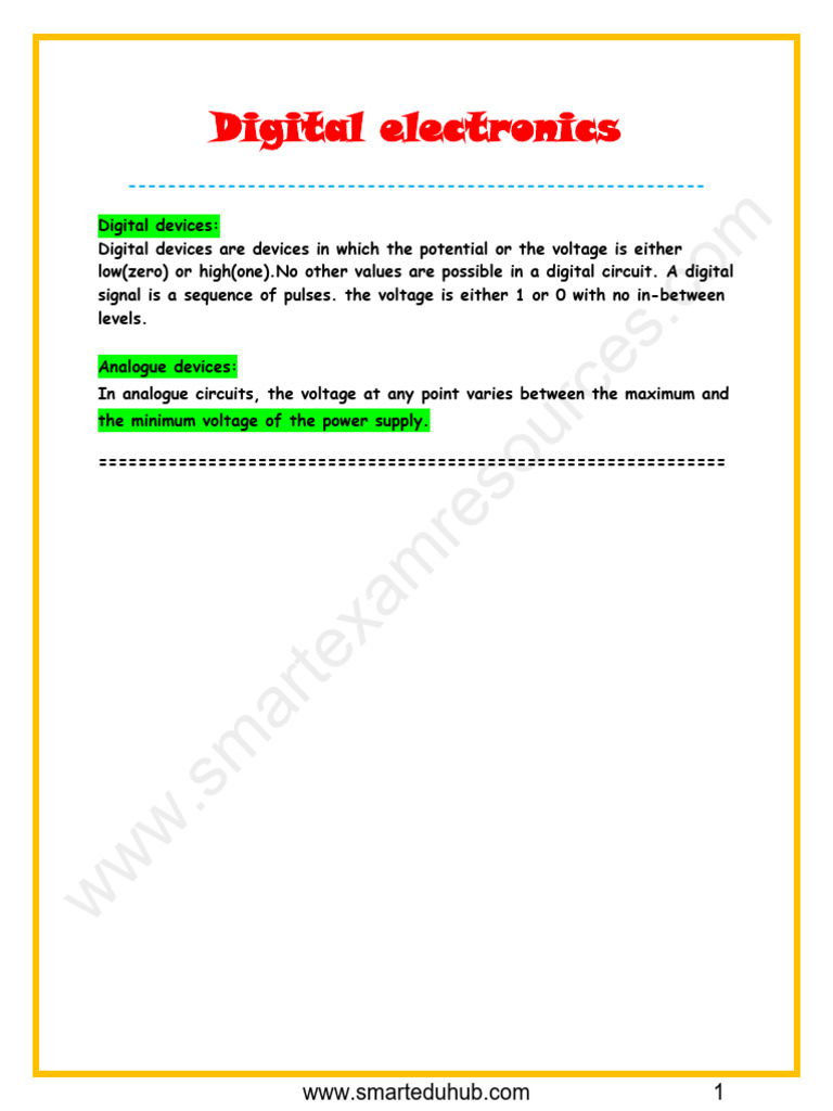 4.4 Revision Notes Digital Electronics | PDF | Logic Gate | Digital Signal