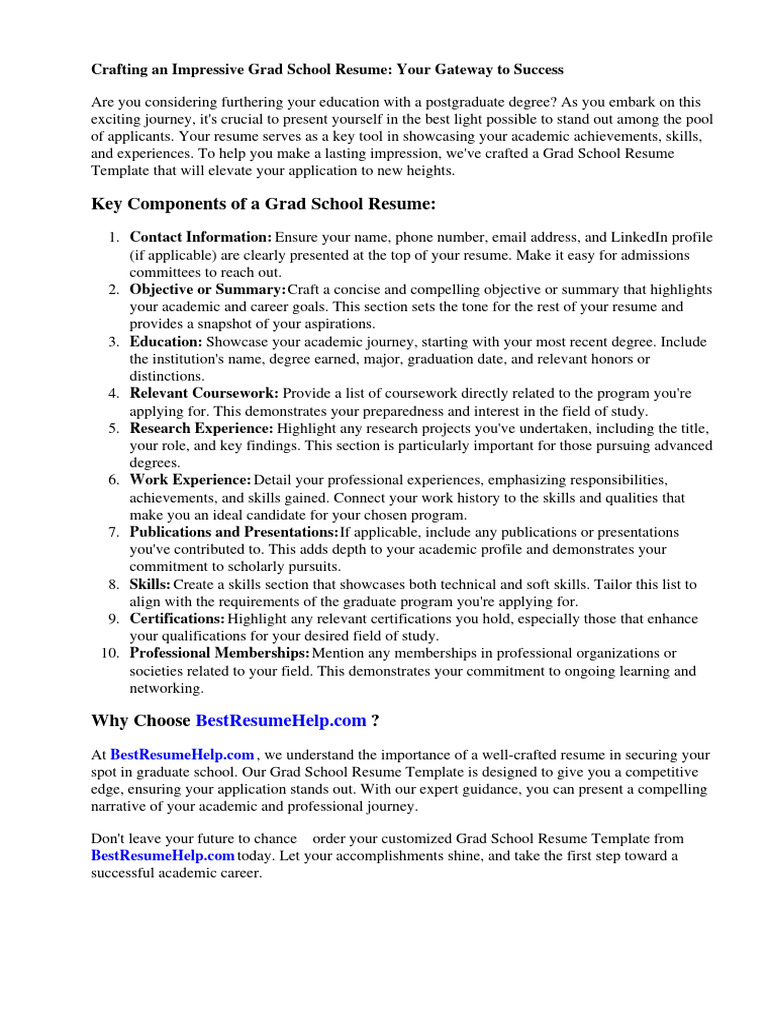 Grad School Resume Template | PDF | Résumé | Postgraduate Education