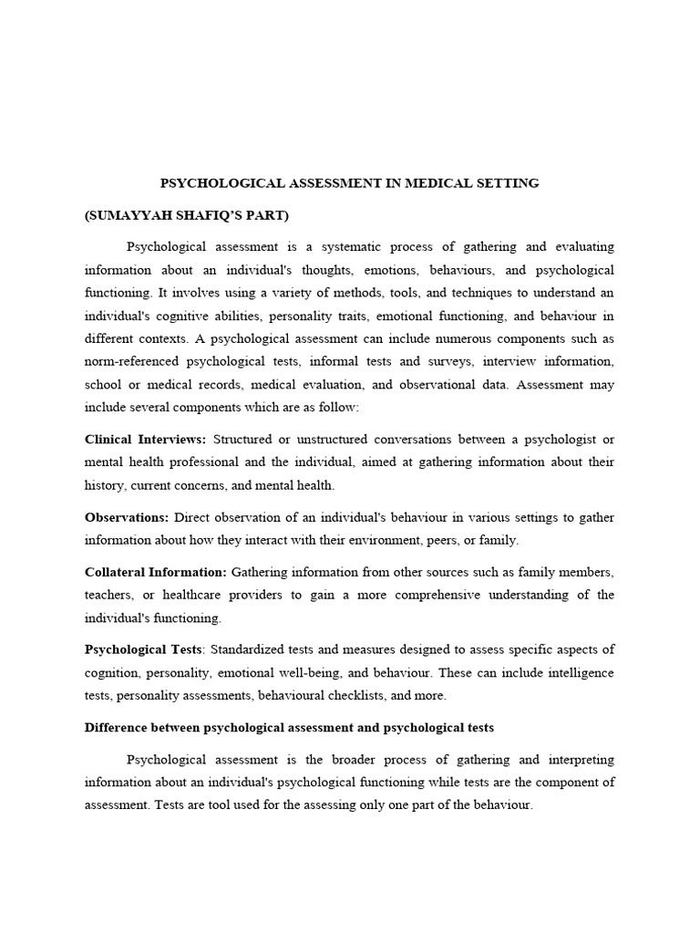Psychological Assessment | PDF | Psychological Evaluation | Psychology Psychological Assessment | PDF | Psychological Evaluation | Psychology