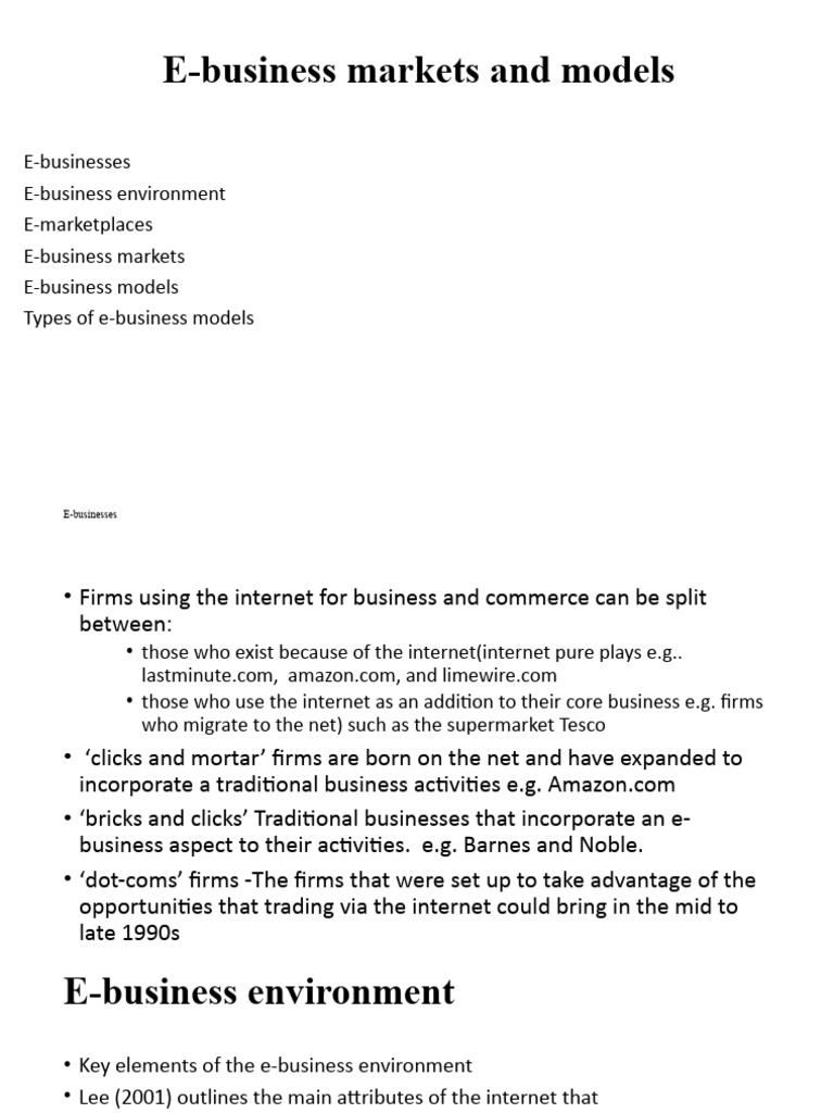 Lecture 4 E-Business Markets and Models | PDF | E Commerce | Internet