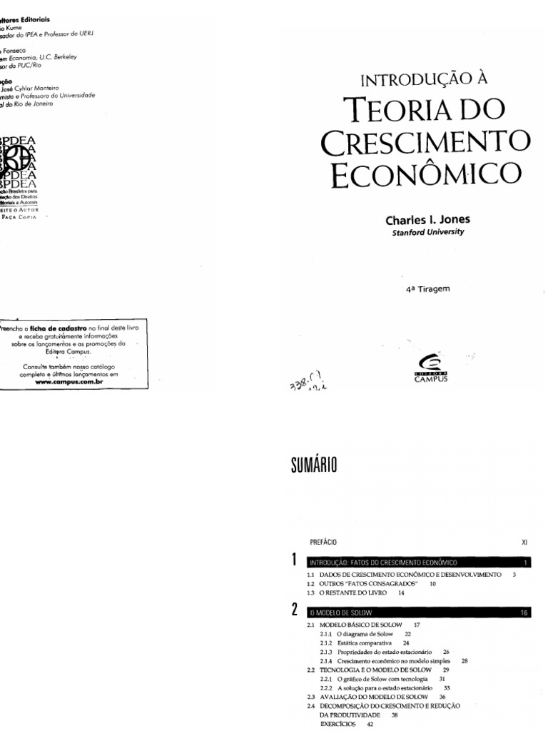 Introdução À Teoria Do Crescimento Econômico - C.L. Jones | PDF