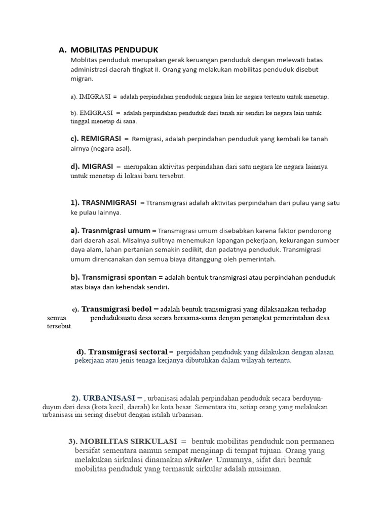 Mobilitas Penduduk | PDF