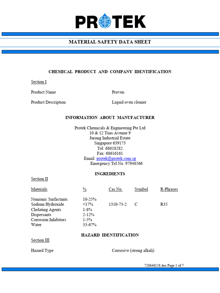 33.proven MSDS | PDF | Secondary Sector Of The Economy | Industrial Processes