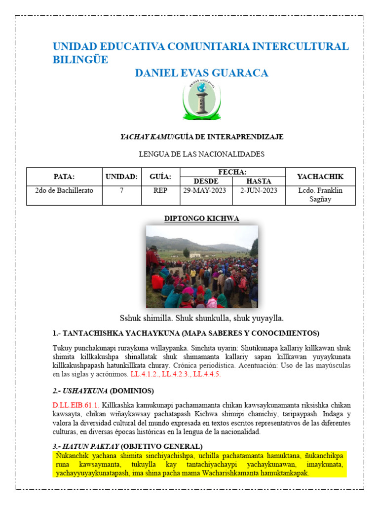 Kichwa 2do Bgu U7-Rep | PDF