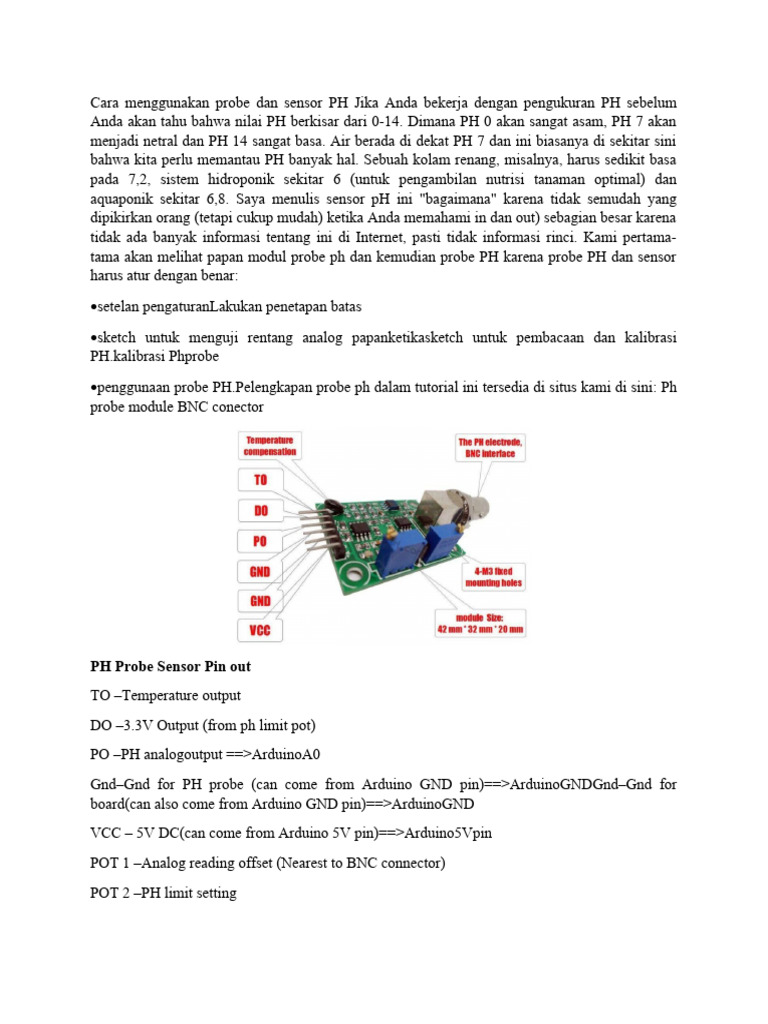 Tutorial Penggunaan Sensor PH Meter | PDF