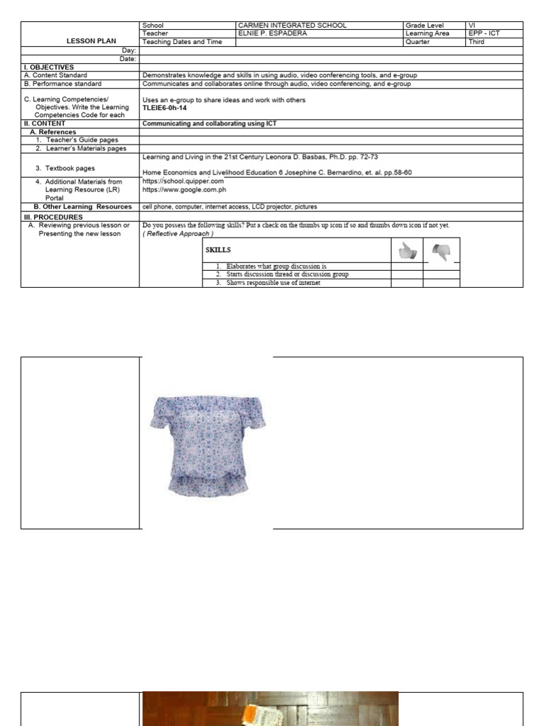 LESSON PLAN (Reflective Approach) | PDF | Educational Technology ...