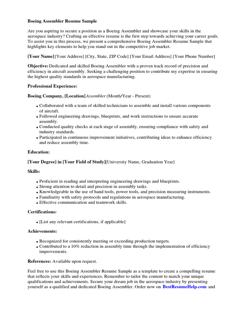 Boeing Assembler Resume Sample | PDF | Résumé | Analytics