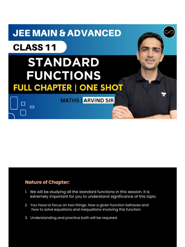 Standard Functions One Shot | Download Free PDF | Function (Mathematics) | Inequality (Mathematics)