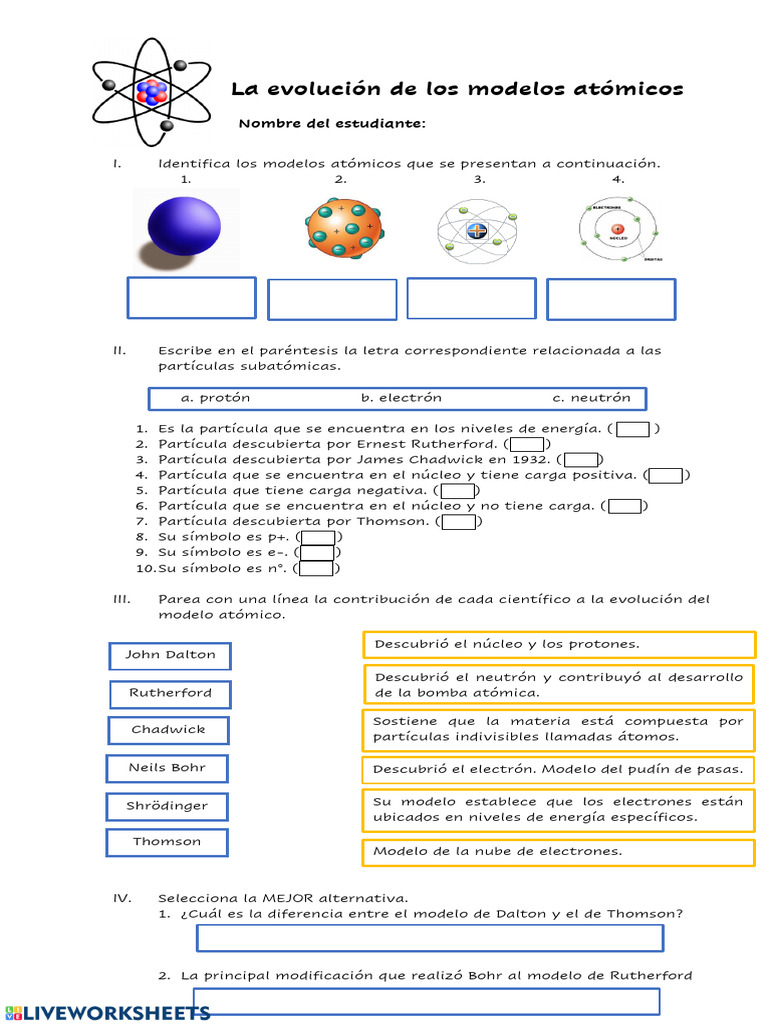 Actividad modelos atomicos | PDF