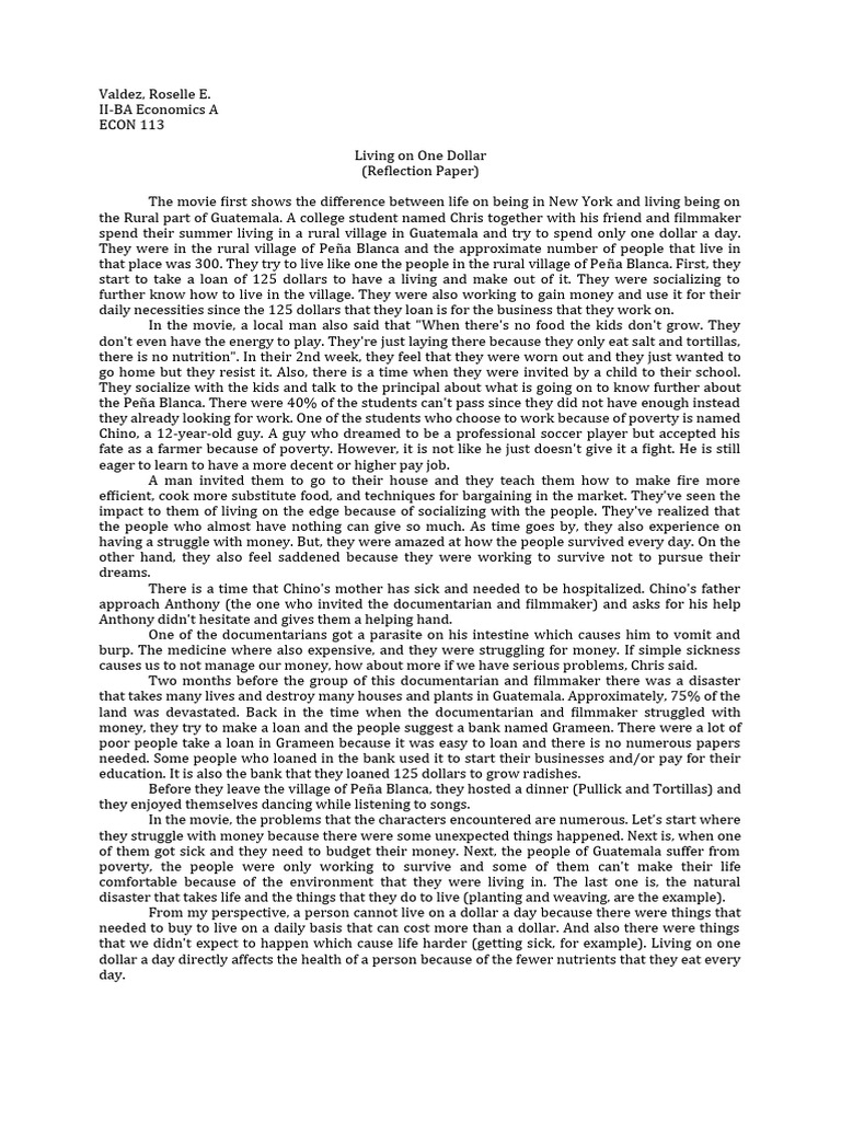 Living On One Dollar | PDF