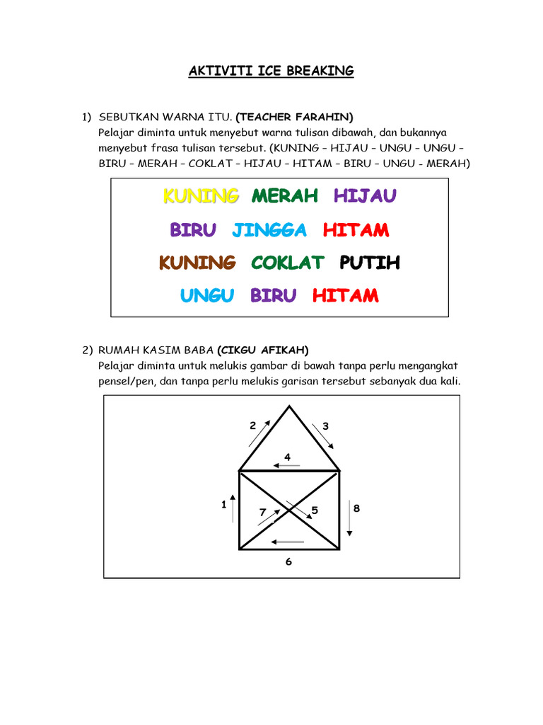 Aktiviti Ice Breaking Kreatif untuk Pelajar | PDF | Olahraga & Rekreasi