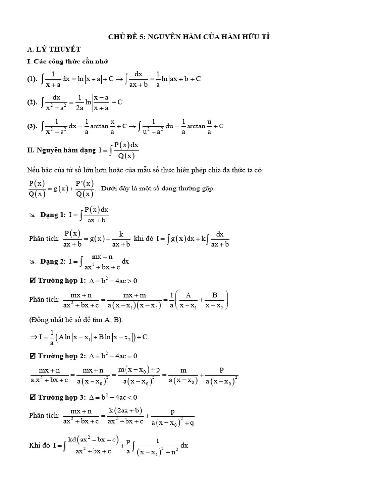 Chuyen de Trac Nghiem Nguyen Ham Cua Ham Huu Ti | PDF