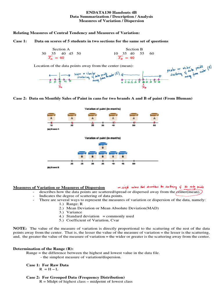 Data Summarization - Measures of Variation | PDF