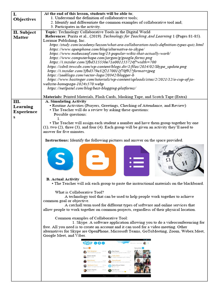 Educ. 211 (Lesson Plan #04) | PDF | Blog | Wiki