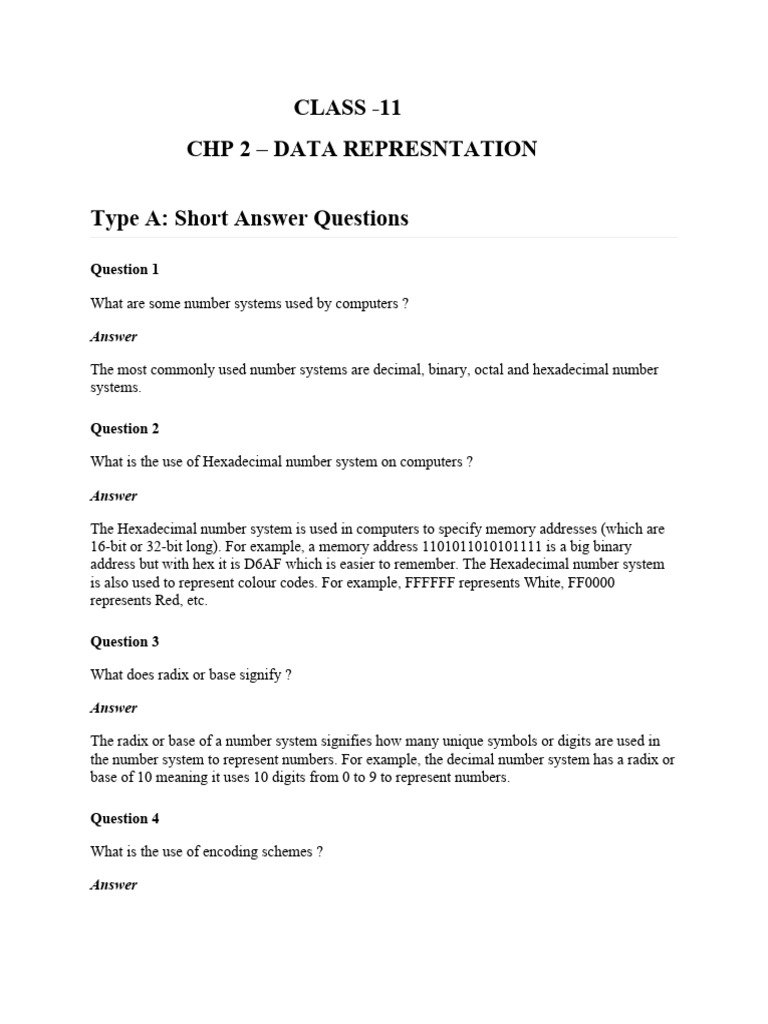 Class 11 (Computer) CHP 2 Notes | PDF | Character Encoding | Ascii Class 11 (Computer) CHP 2 Notes | PDF | Character Encoding | Ascii
