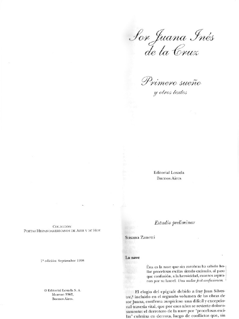 SUSANA ZANETTI Estudio Preliminar Sor Juan | PDF