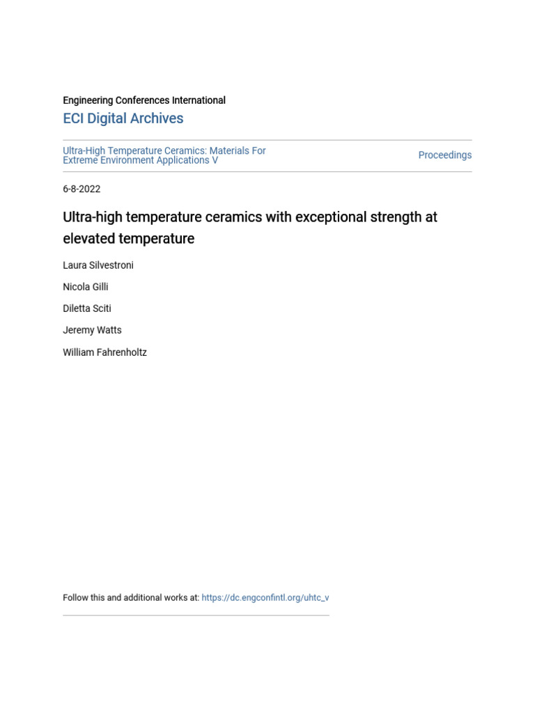 Ultra-High Temperature Ceramics With Exceptional Strength at Elev ...