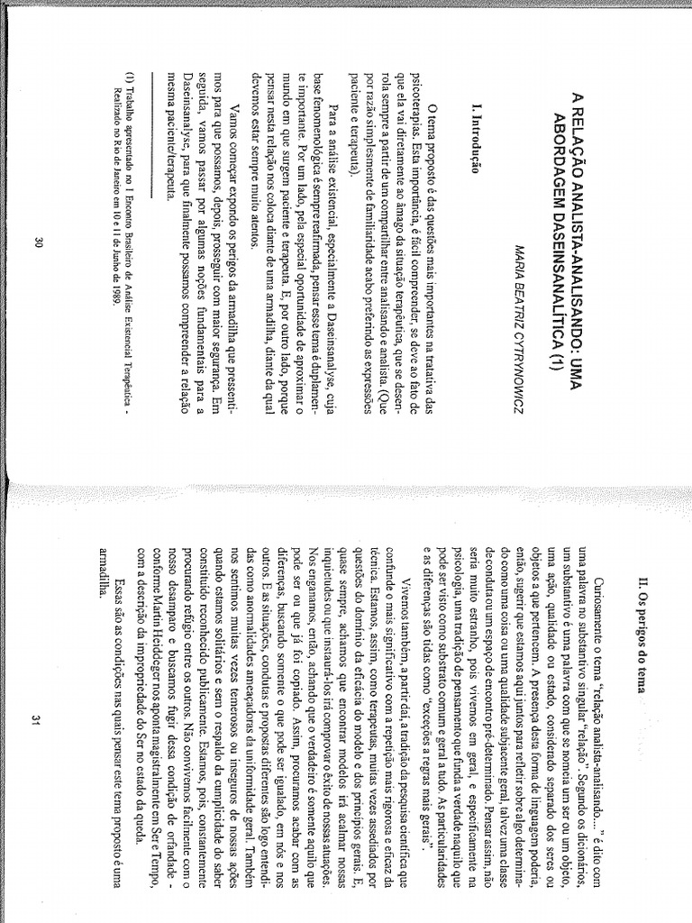 Cytrynowicz - A Relação Analista-Analisando Daseinanalyse | PDF