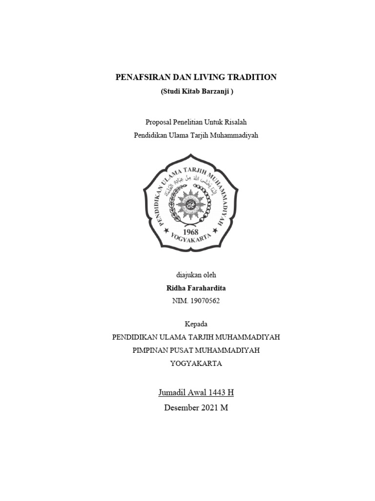 Penafsiran Dan Living Tradition Tawassul (Proposal Risalah) | PDF | Filsafat | Agama & Spiritualitas