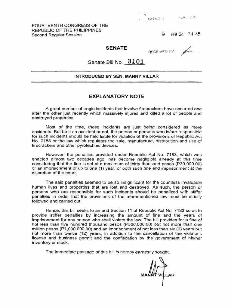 Senate: Explanatory Note | PDF | Common Law | Legal Documents