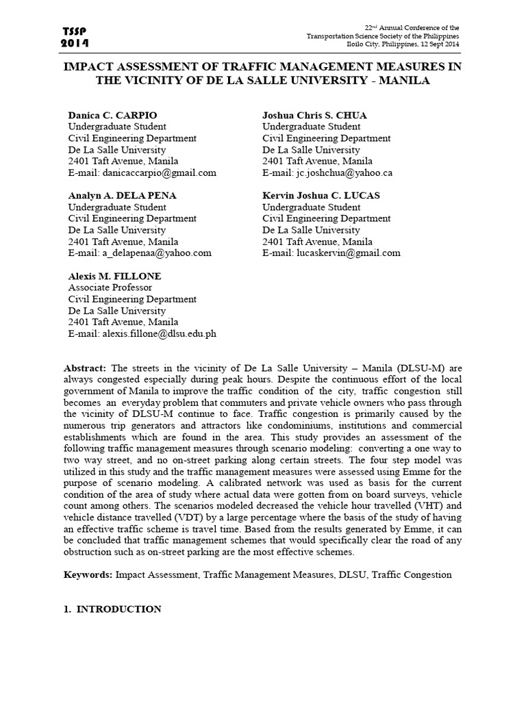 Tia Dlsu-M | Download Free PDF | Traffic Congestion | Traffic