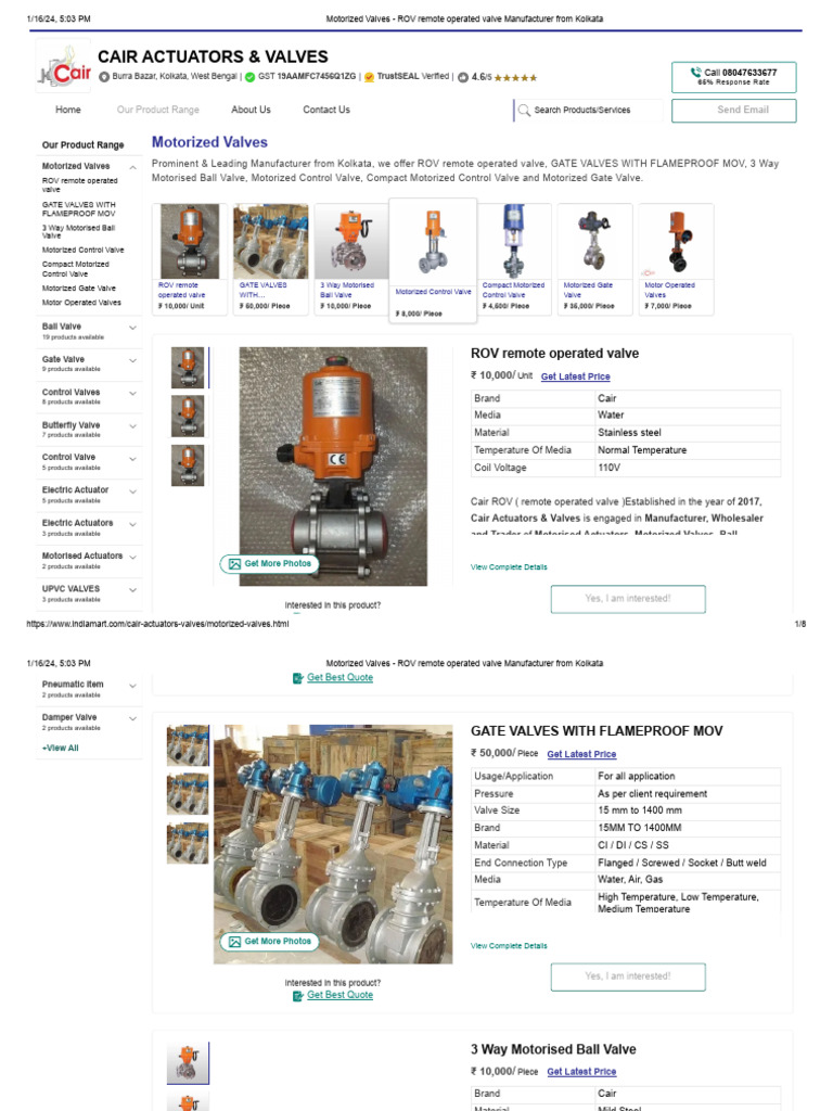 Motorized Valves - ROV Remote Operated Valve Manufacturer From Kolkata ...