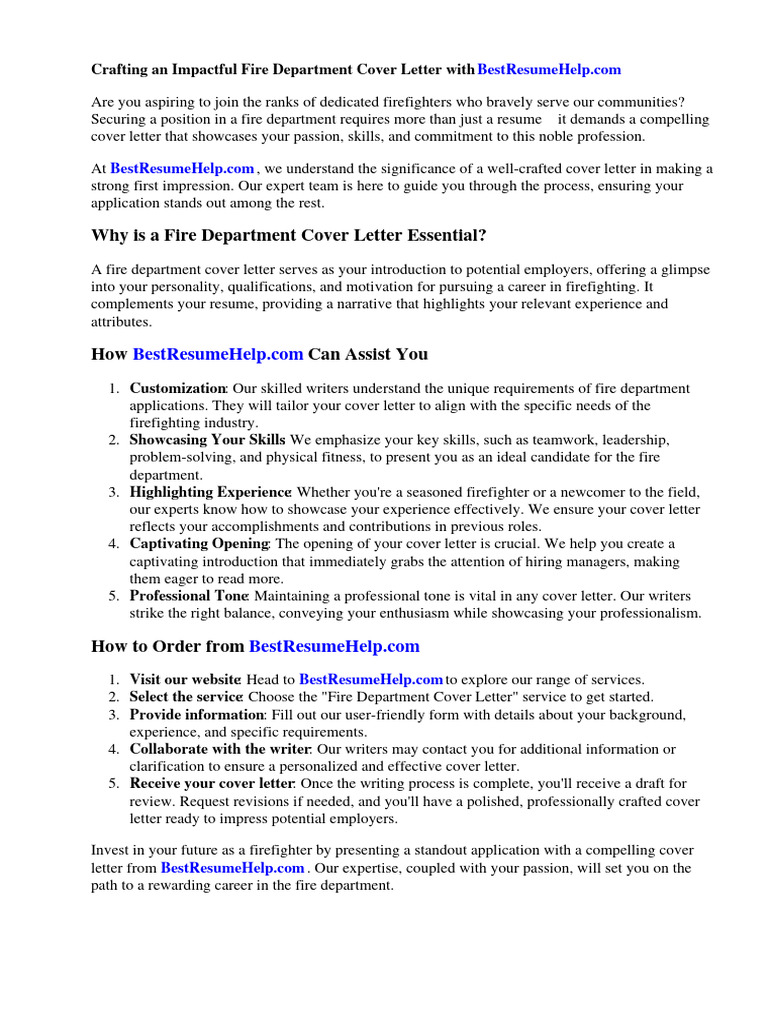 Fire Department Cover Letter | PDF