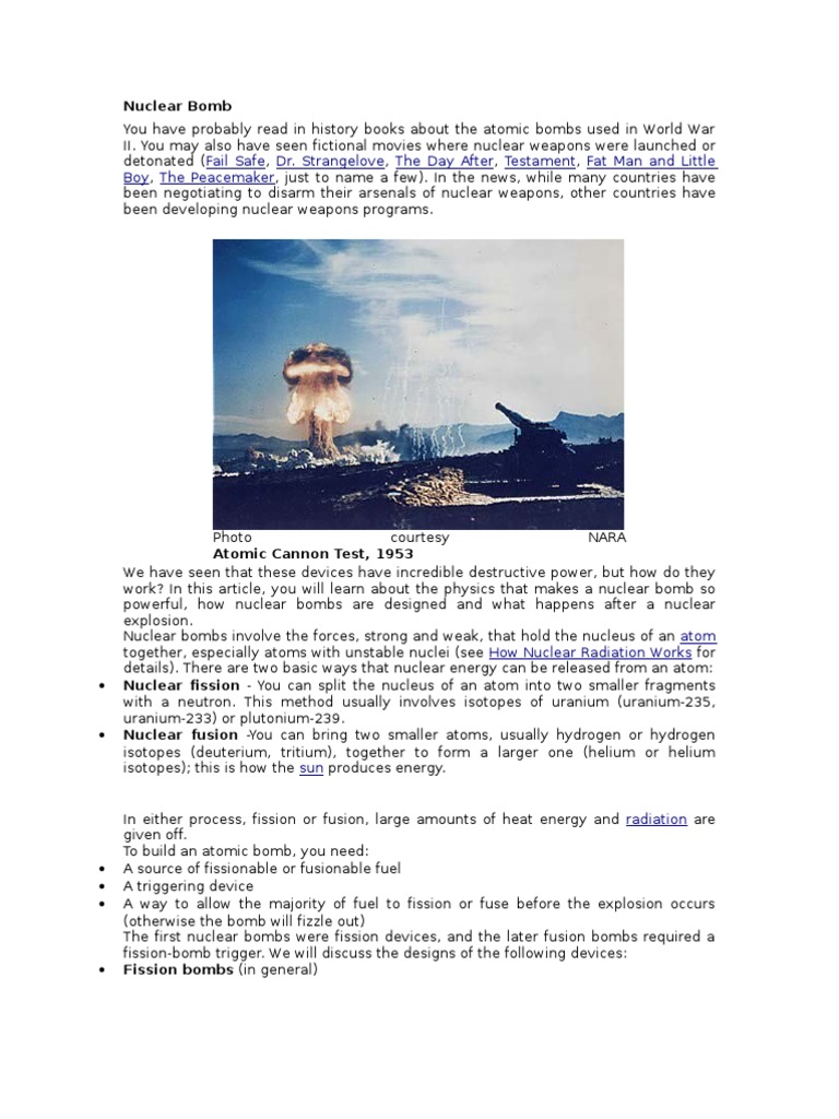 Nuclear Bomb | Download Free PDF | Nuclear Fission | Nuclear Weapons
