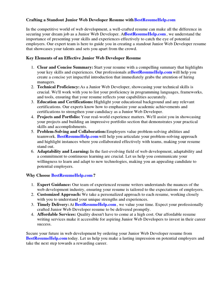 Junior Web Developer Resume | PDF