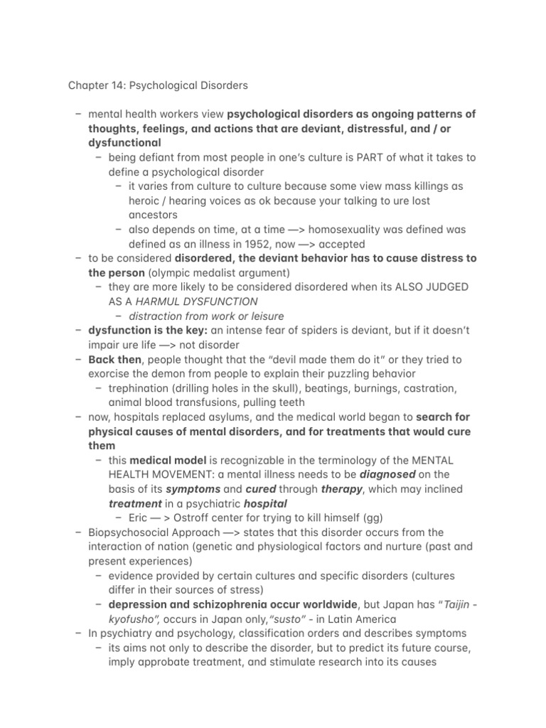 Chapter 14 - Psychological Disorders | PDF | Obsessive–Compulsive ...
