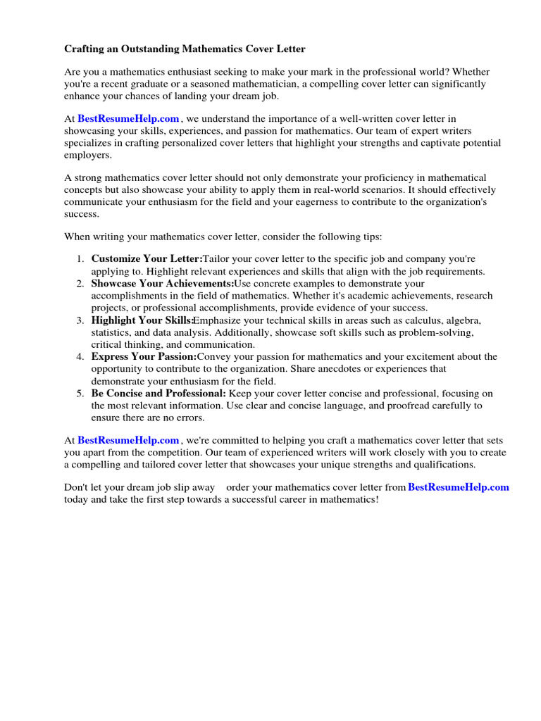 Mathematics Cover Letter Examples | PDF | Teachers | Mathematics