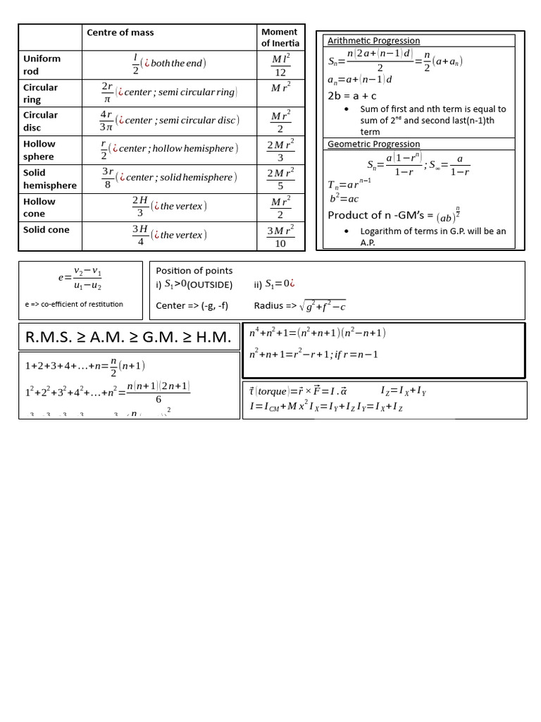 Simple Formula Sheet | PDF | Physical Quantities | Geometric Objects