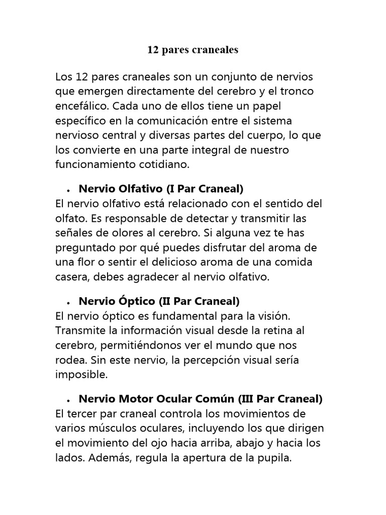 12 Pares Craneales 3 | PDF | Percepción visual | Cerebro