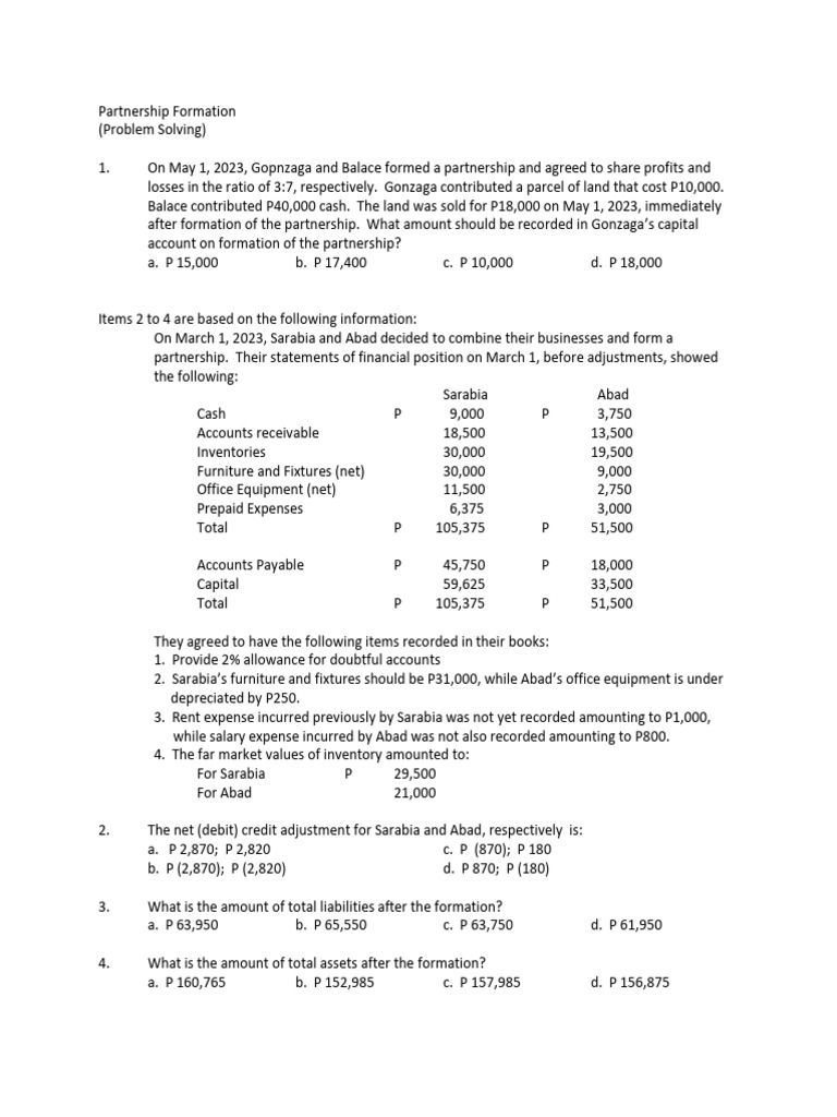 Partnership Formation | PDF