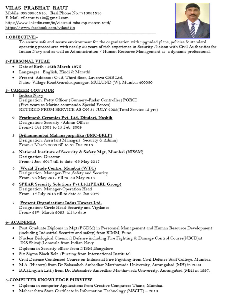 Vilas Raut-CV-2023 | PDF | Business | Economies