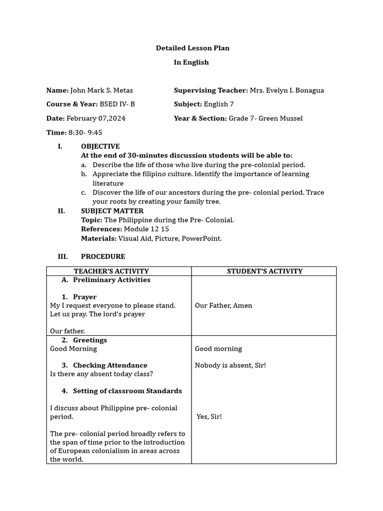 DETAILED LESSON PLAN - Docx 2024 | PDF | Philippines | Human Communication