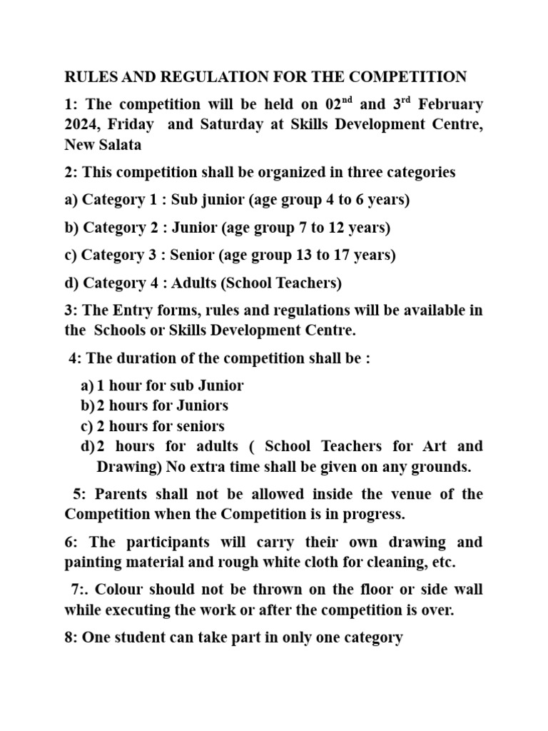 RPSQ W Rules and Regulations For Drawing Competition | PDF