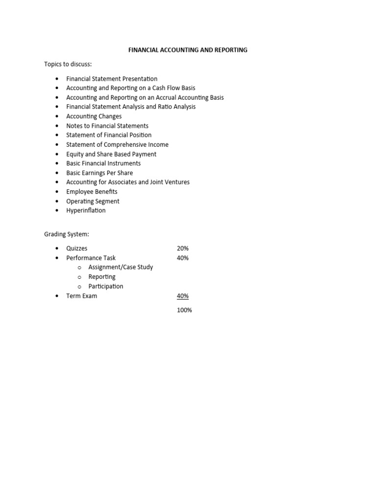 Financial Accounting and Reporting | PDF